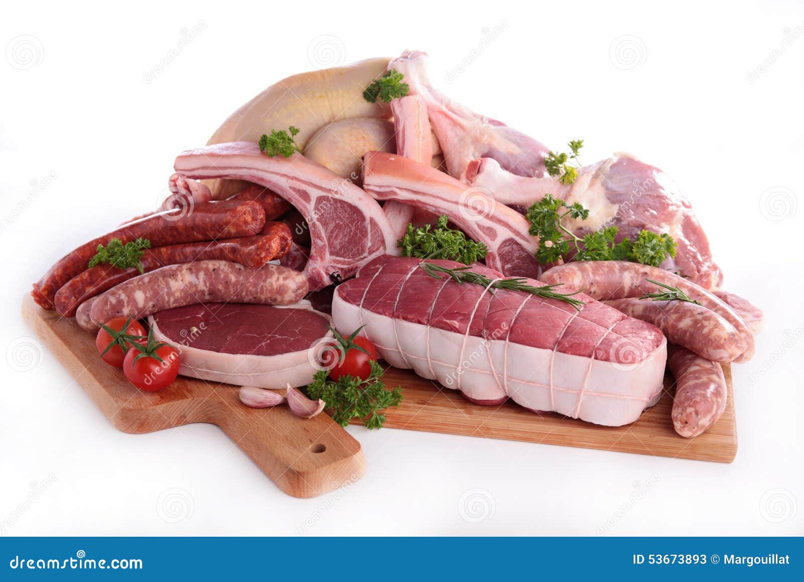 Assorted raw meat stock image. Image of meal, sausage - 53673893