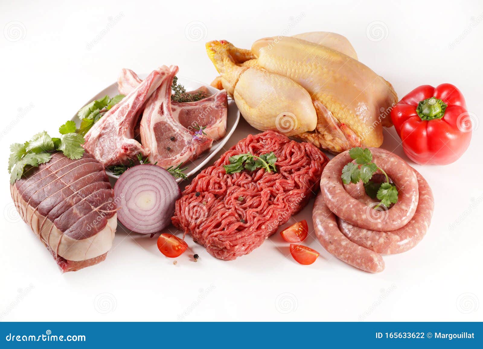 Assorted of raw meats stock photo. Image of vegetable - 165633622