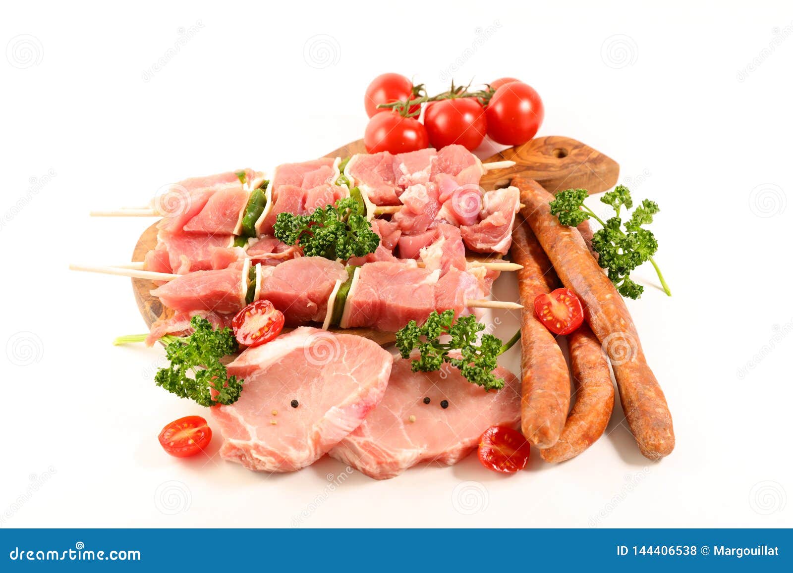 Assorted raw meats stock photo. Image of selection, skewer - 144406538