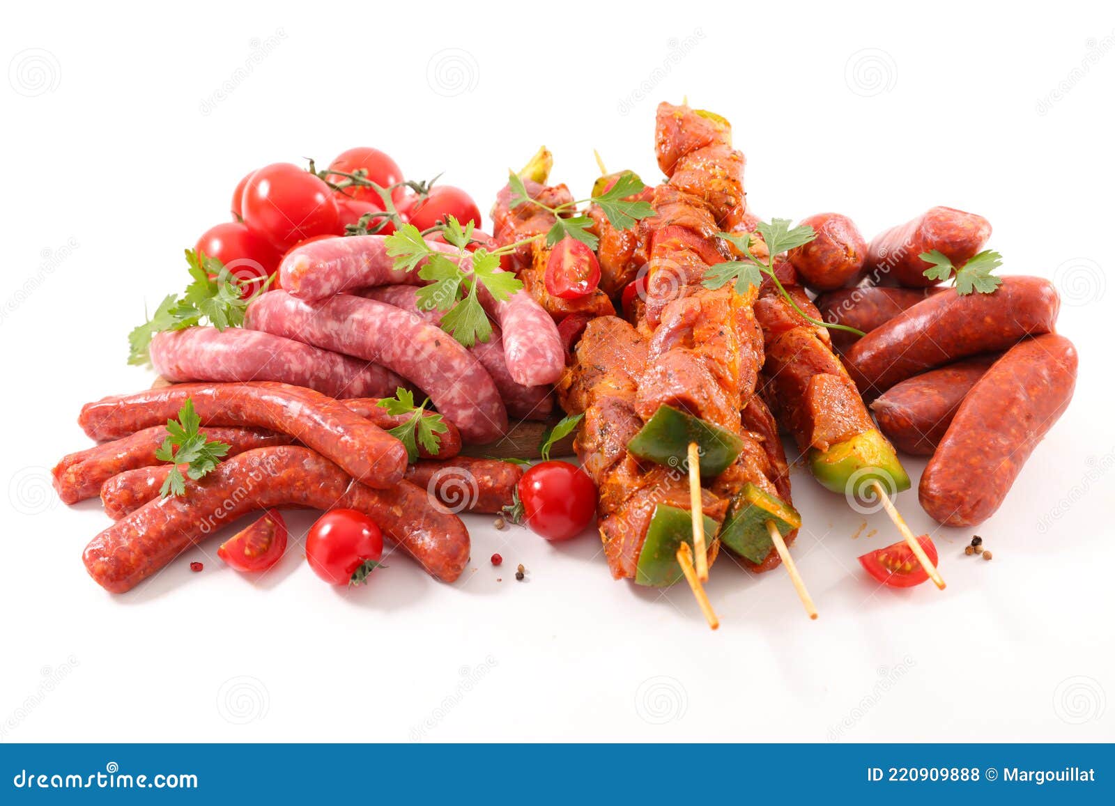 Assorted of Raw Meats Isolated on White Stock Photo - Image of grill ...