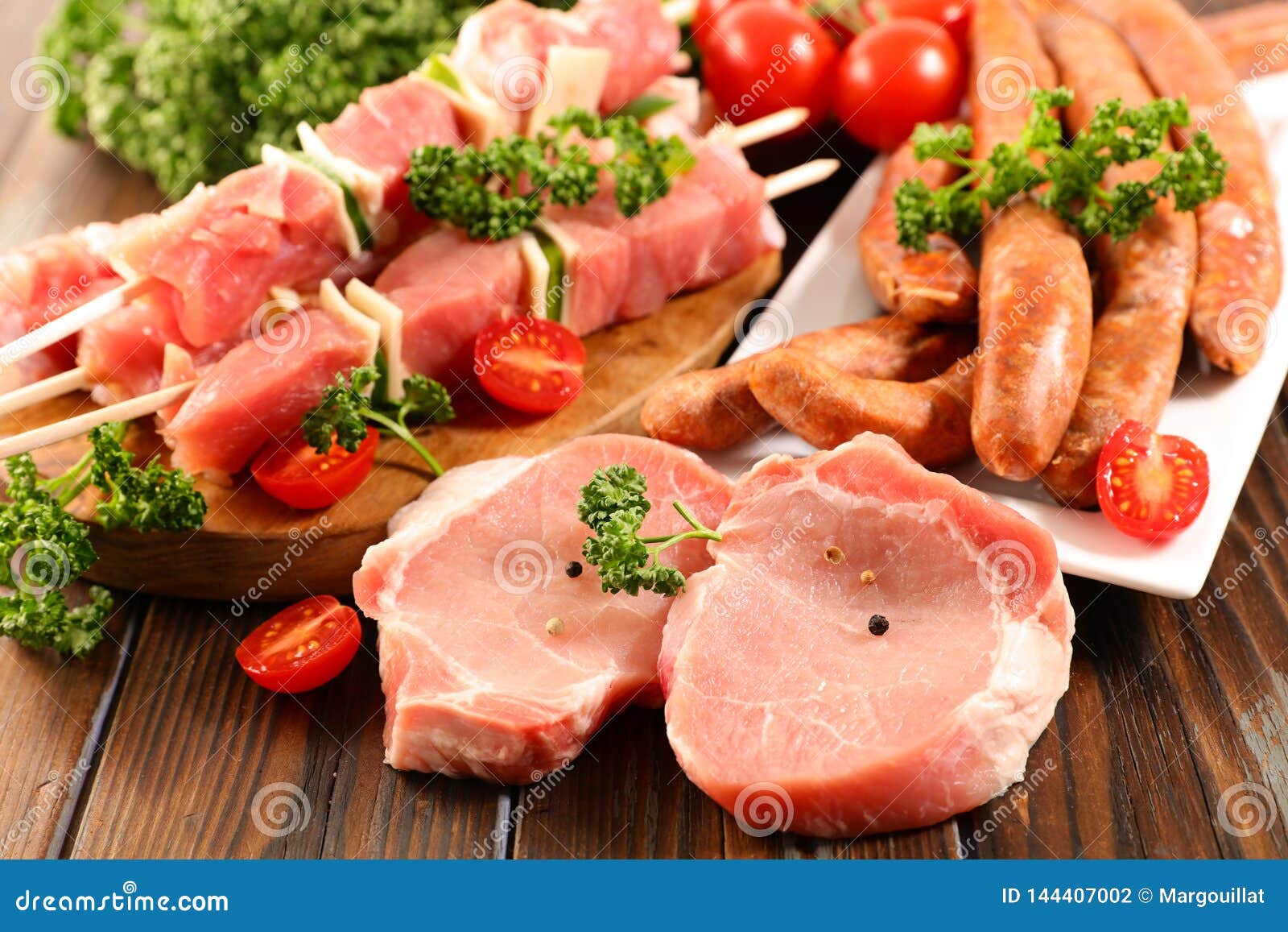 Assorted raw meats stock photo. Image of beef, meats - 144407002