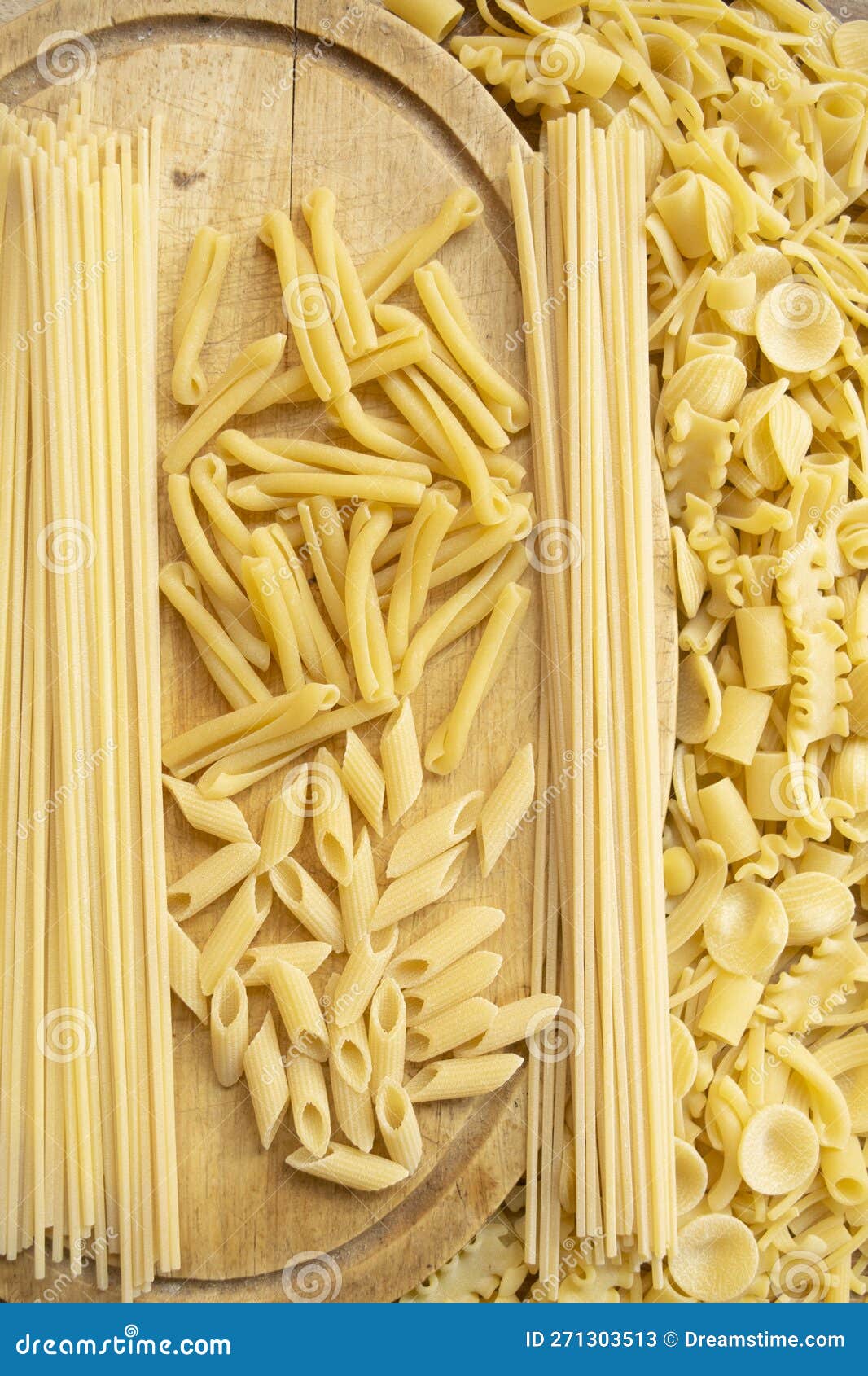 Assorted raw pasta stock image. Image of noodle, assortment - 271303513