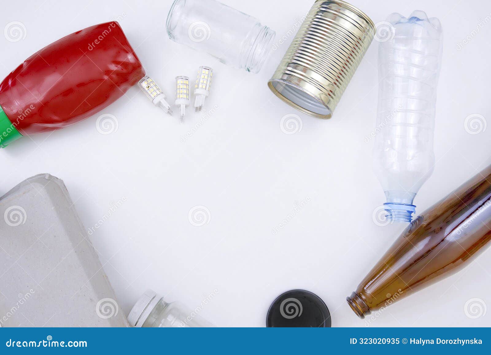 Assorted Recyclable Items on White Background Stock Image - Image of ...