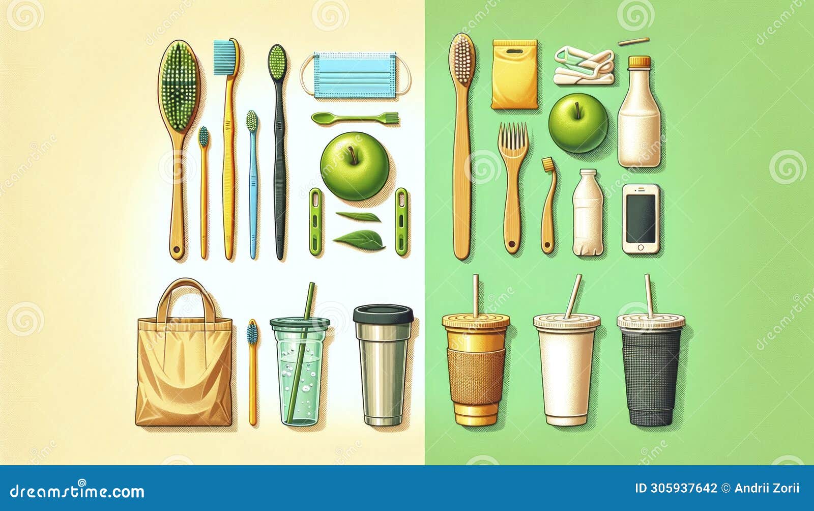 Assorted Reusable and Disposable Items Layout Stock Photo - Image of ...