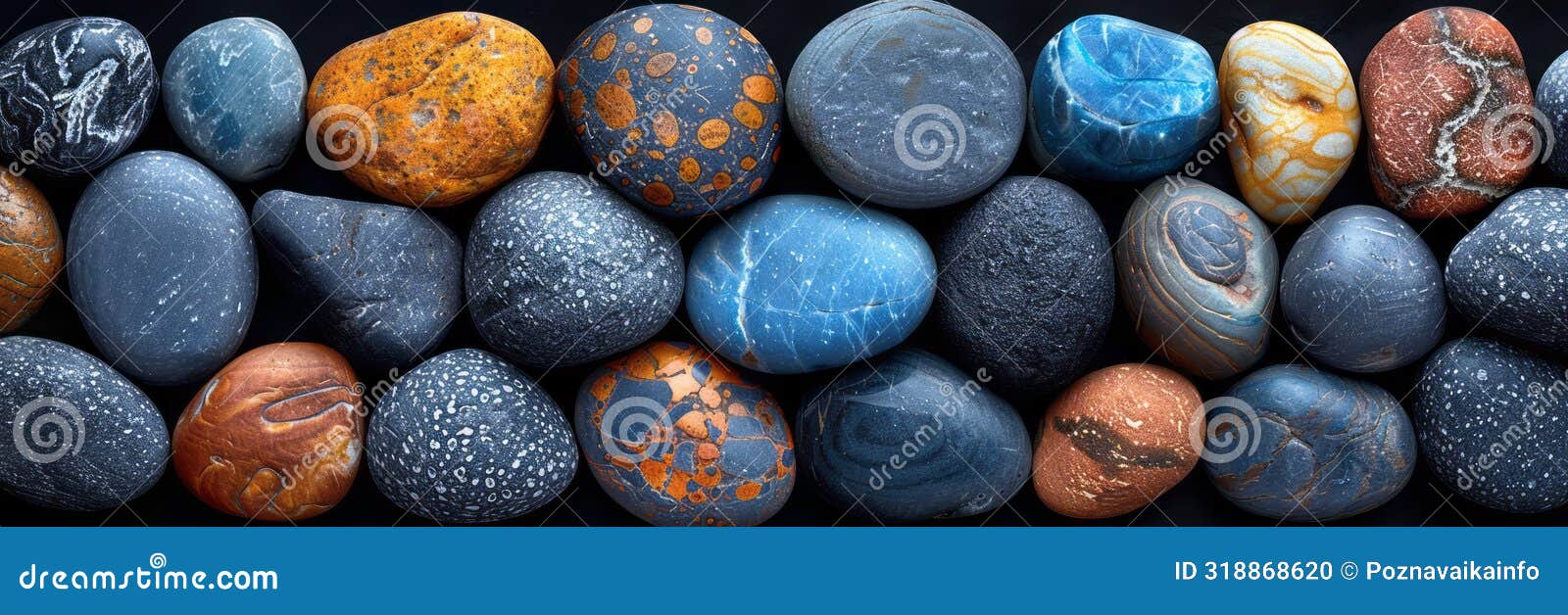 Assorted Rocks Lined Up in a Row Next To Each Other Stock Photo - Image ...