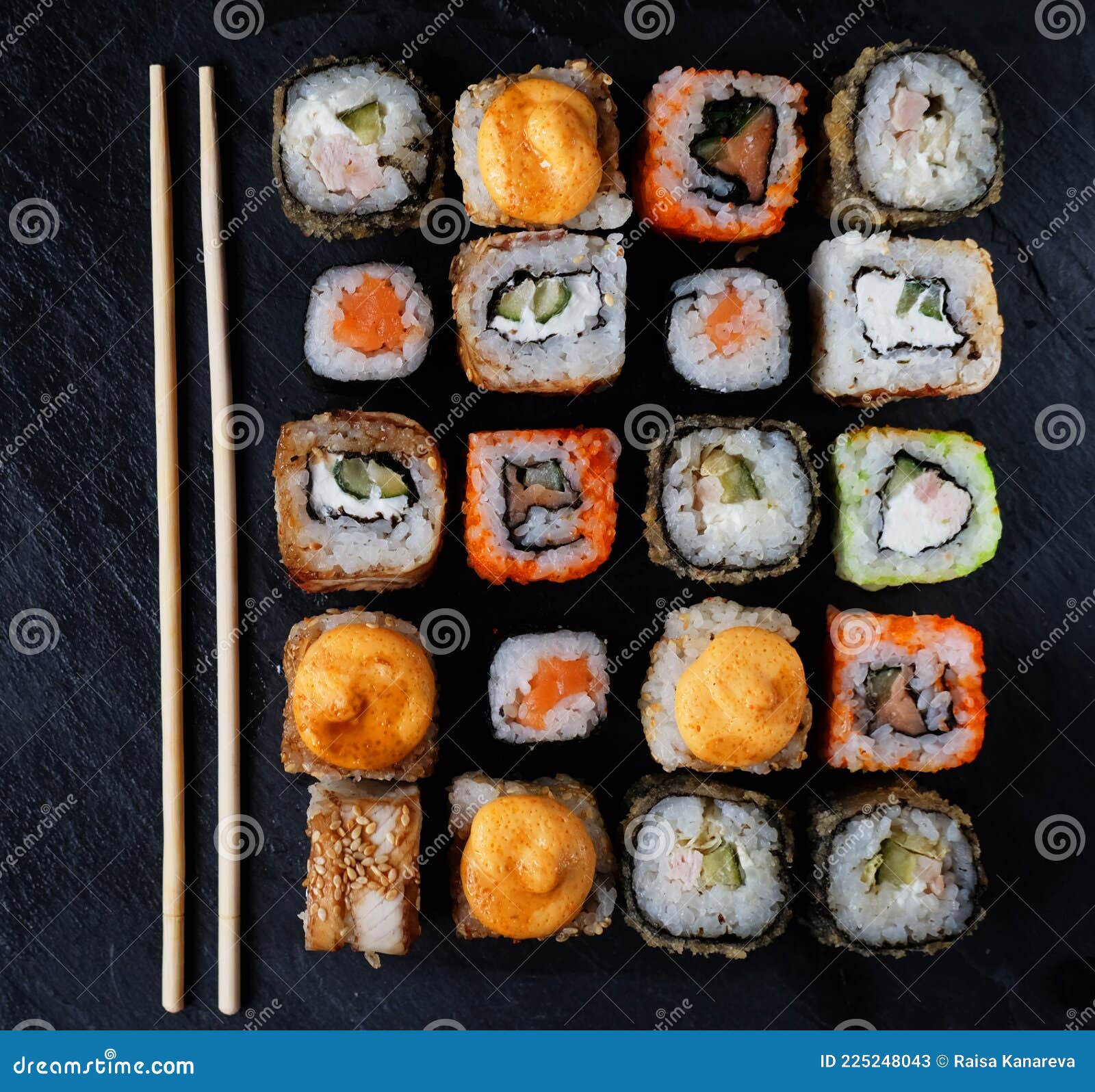 Assorted Roll Top View. Japanese Kitchen Stock Image - Image of ...