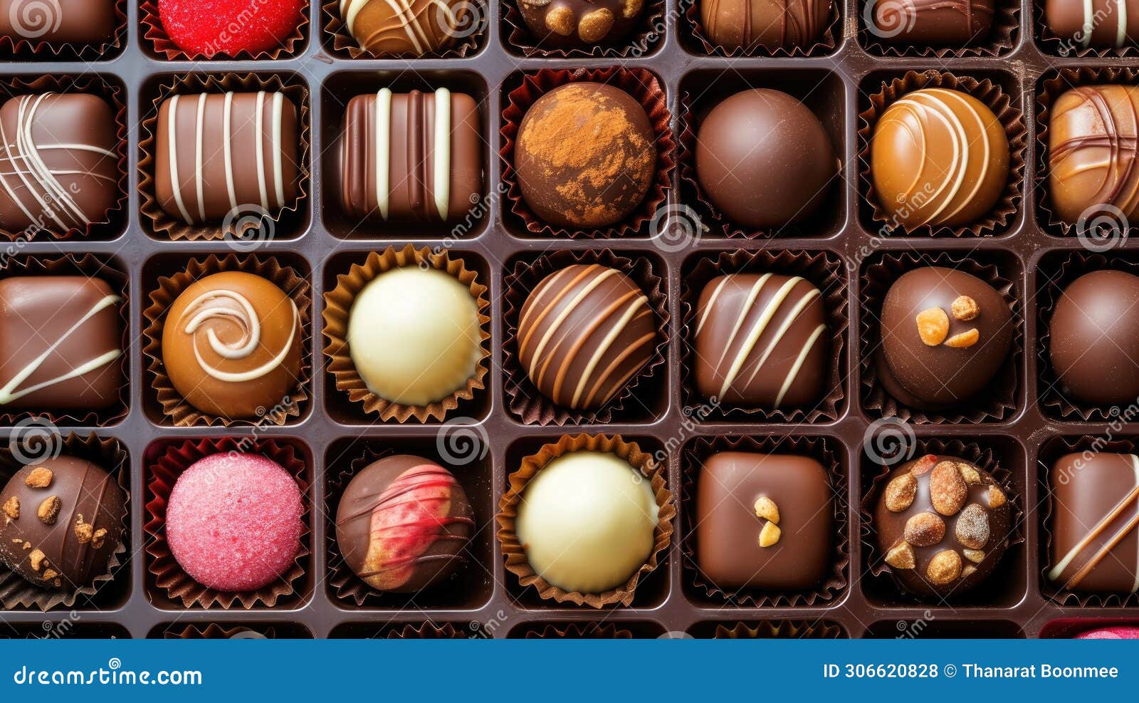 Assorted Rows of Delectable Chocolate Sweets Nestled in a Charming Box ...