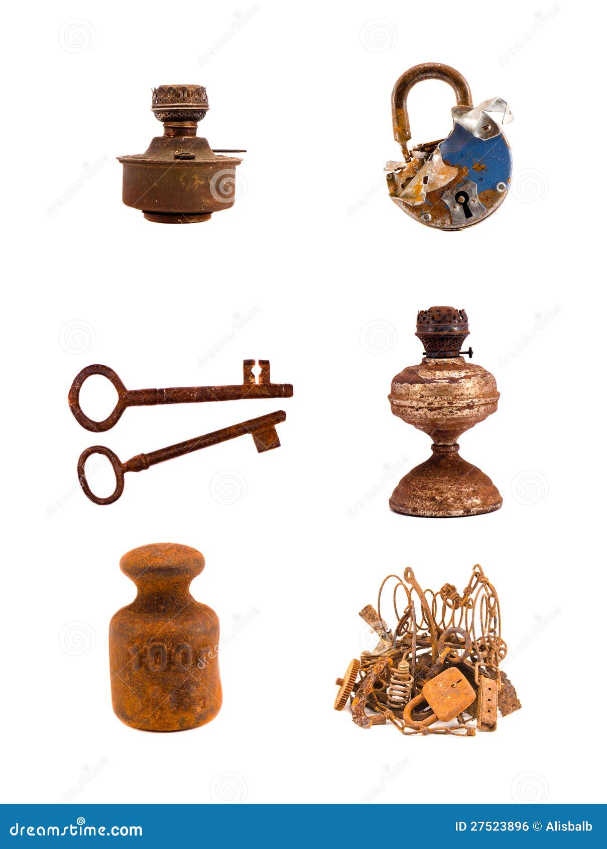 Assorted Rusty Metal Objects on White Stock Photo - Image of steel ...