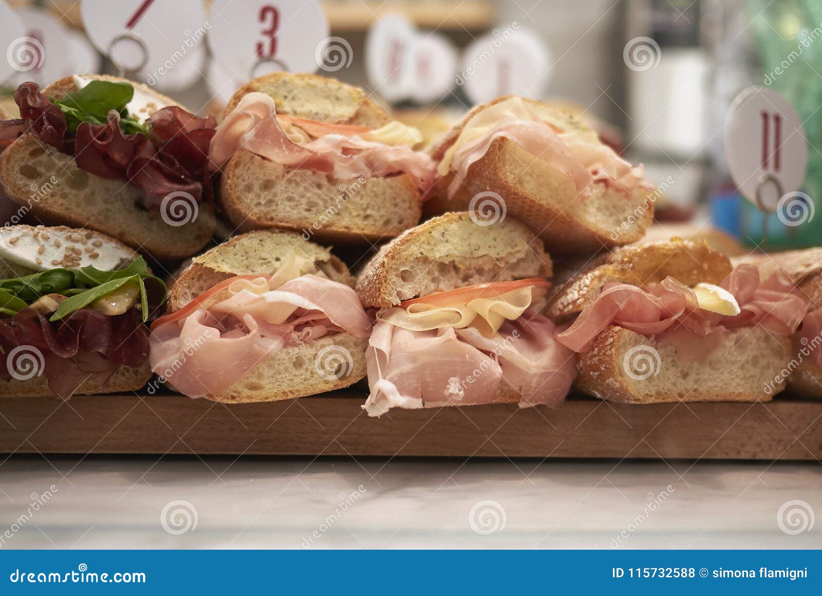 Assorted Sandwiches in a Bar Stock Photo - Image of cold, cheese: 115732588