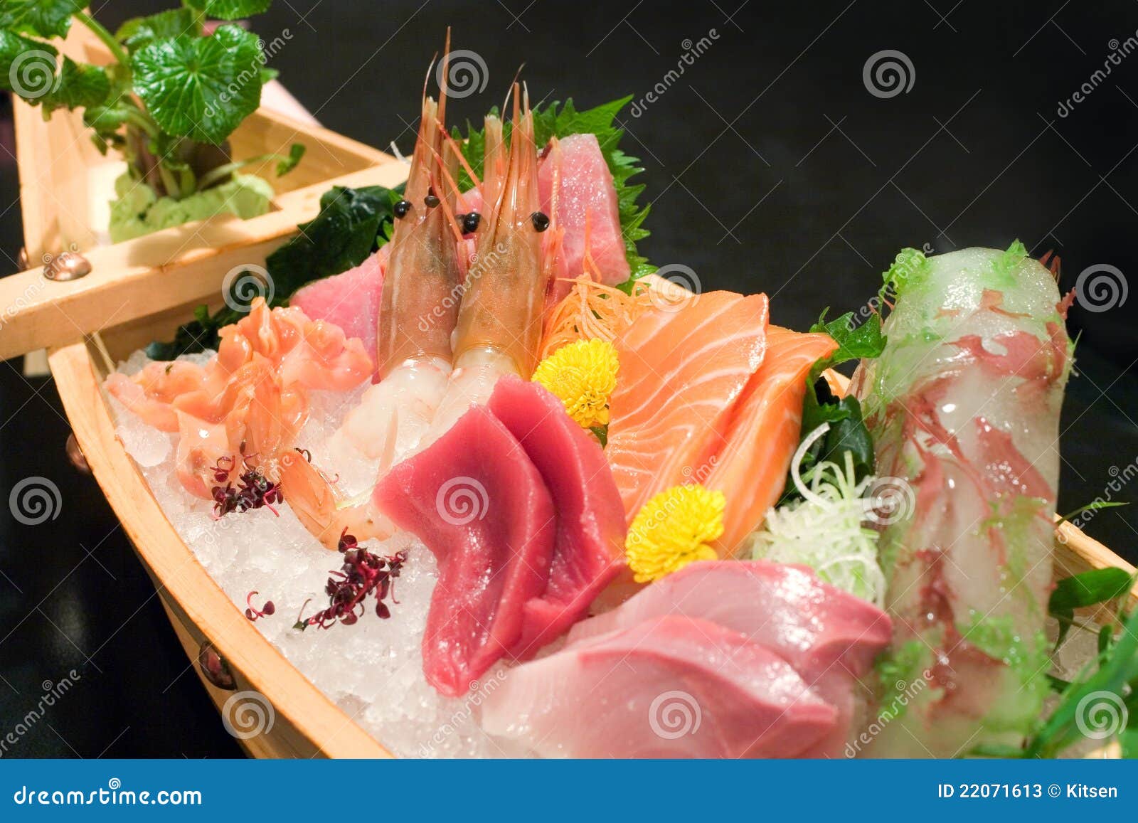 Assorted sashimi boat stock image. Image of shredded - 22071613