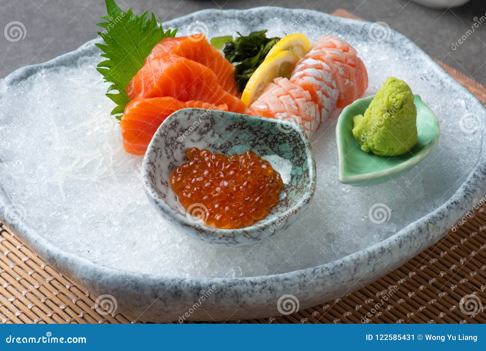Assorted Sashimi Sushi on Shaved Ice Stock Image - Image of prepared ...