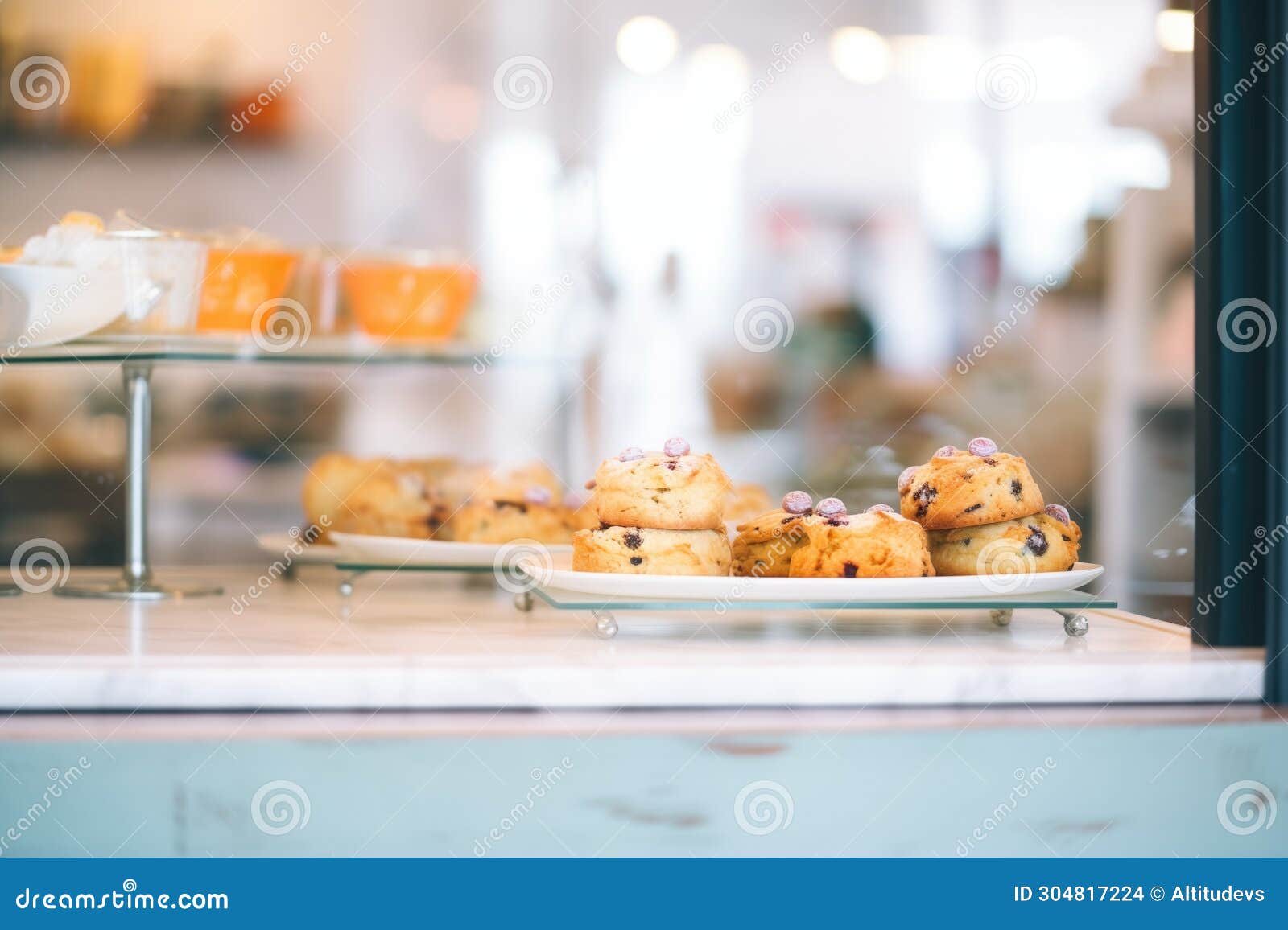Assorted Scones in a Bakery Display Case Stock Illustration ...