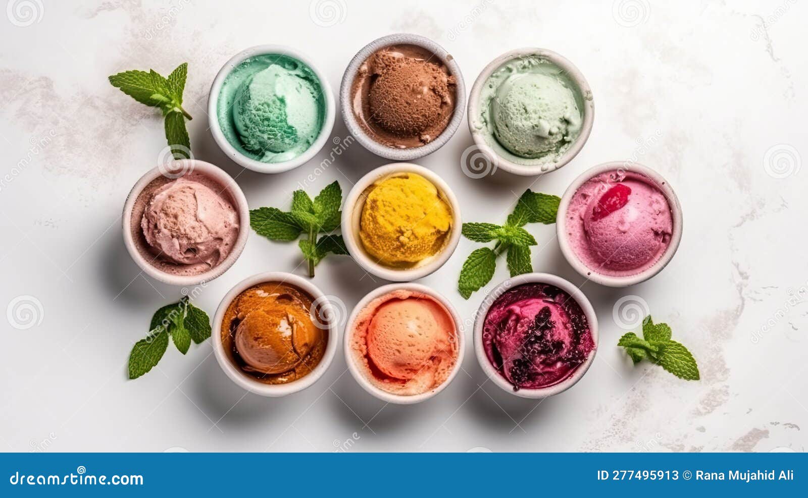 Assorted of Scoops of Ice Cream Colorful Set of Ice Cream Stock ...