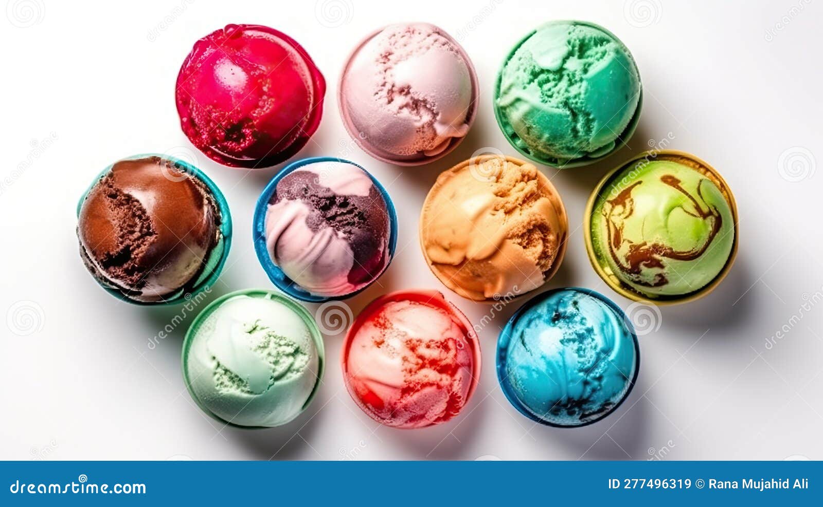 Assorted of Scoops of Ice Cream Colorful Set of Ice Cream Stock ...