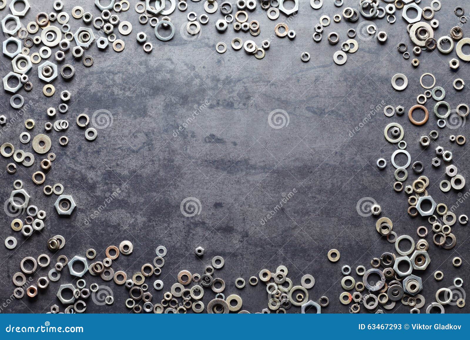 Assorted Nuts and Bolts Frame on Metal Background Stock Image - Image ...