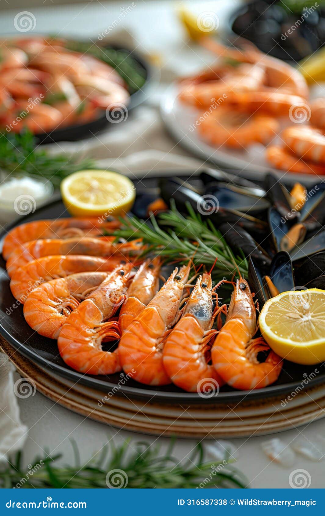 Assorted Seafood Platter with Shellfish and Lemon. Generated AI Stock ...