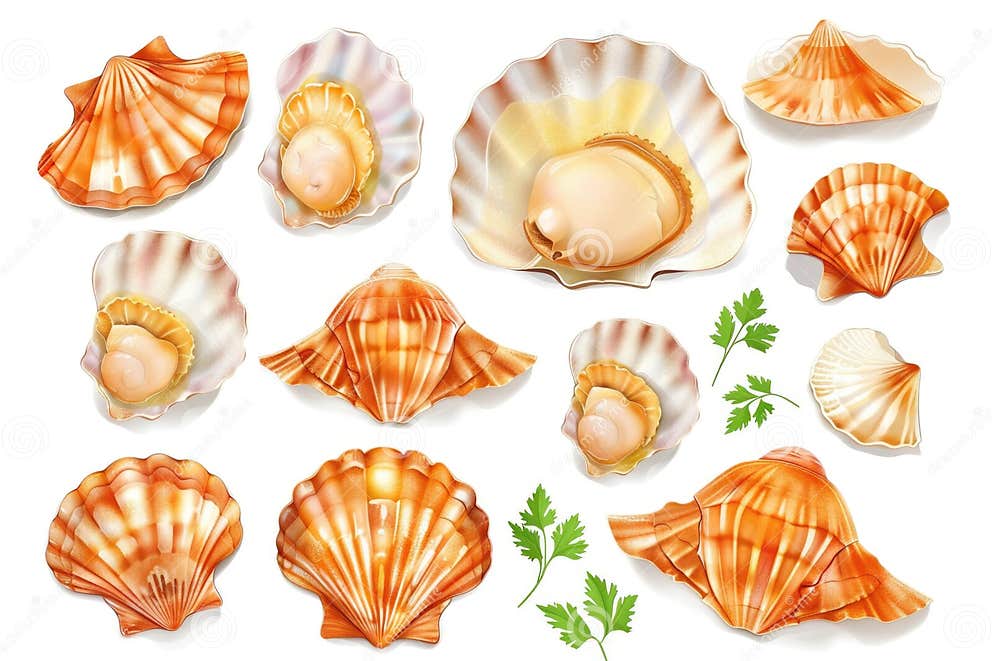 Assorted Seashells on a Clean White Surface, Ideal for Beach-themed ...