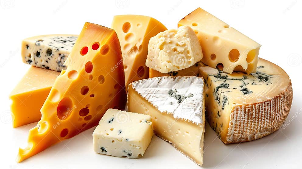 Assorted Selection of Different Cheese Types Stacked Together on a ...