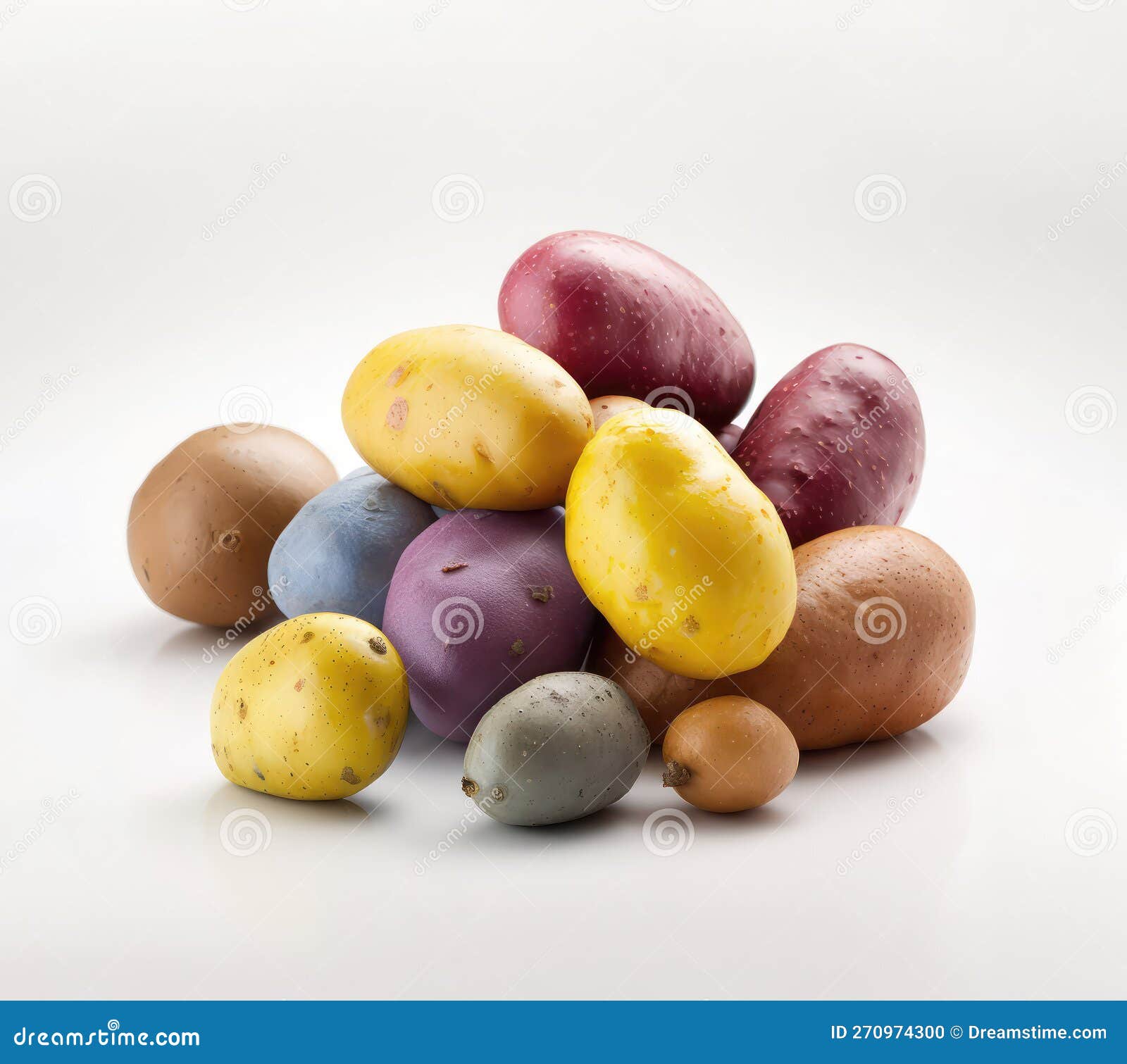 Assorted Several Varieties of Potatoes Isolated on White Background ...