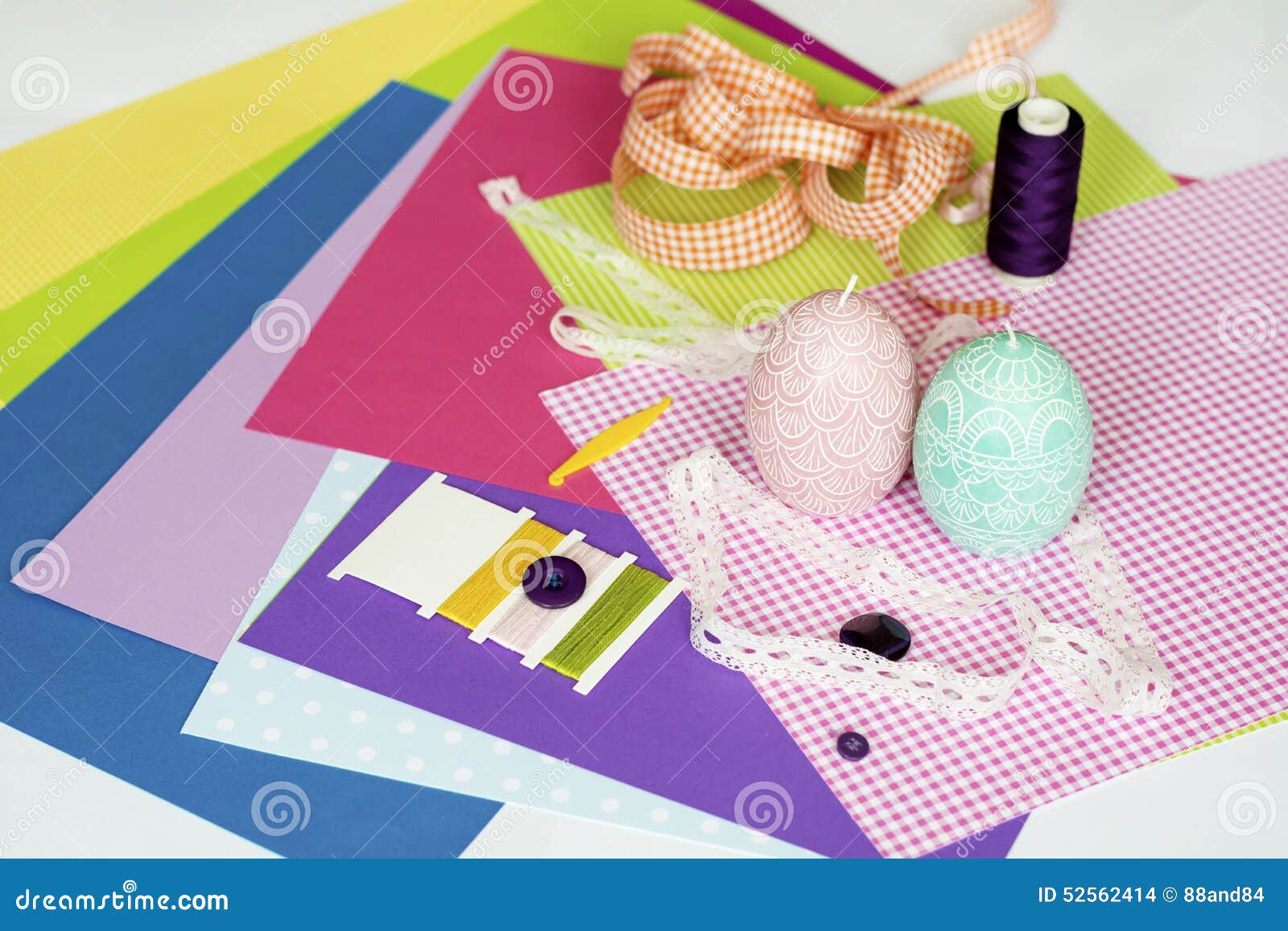 Assorted Sheets of Color Paper and Scrapbook Stock Photo - Image of ...