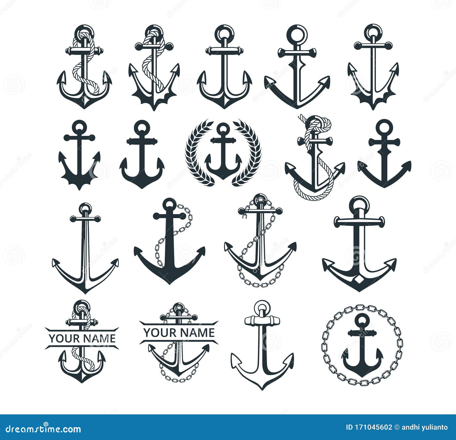 Assorted Ship Anchor Vector Graphic Design for Logo and Illustration ...