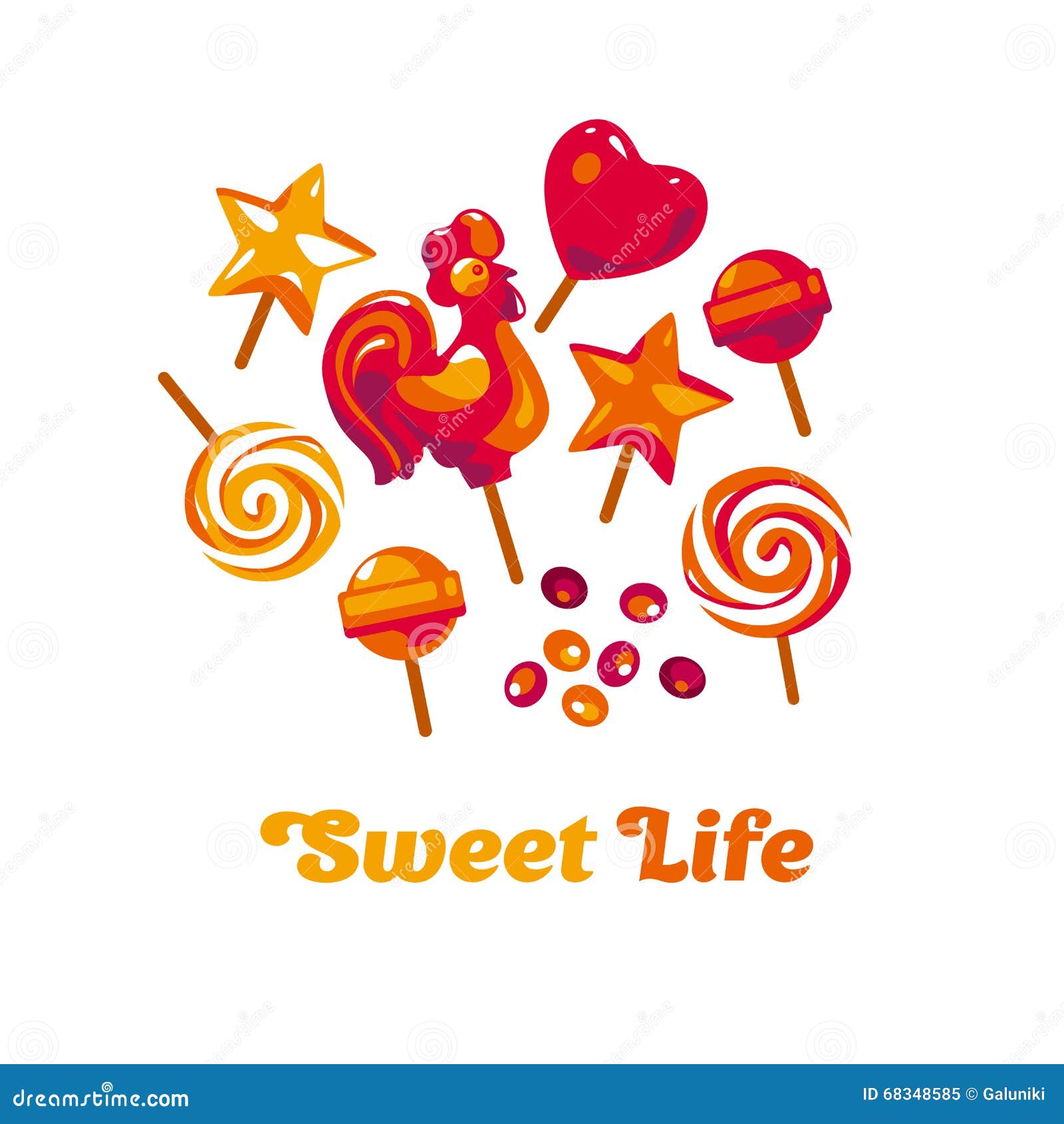 Assorted simple candy set stock vector. Illustration of white - 68348585