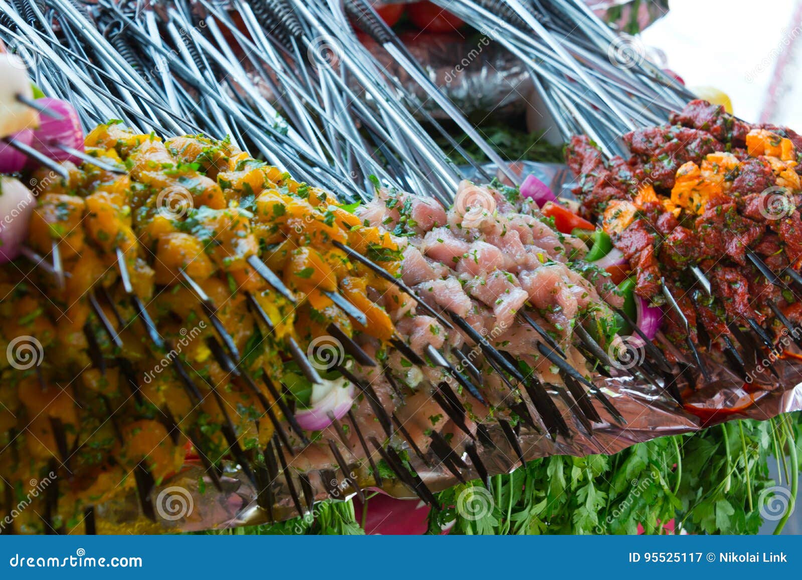 Assorted skewers stock image. Image of grilled, skewers - 95525117