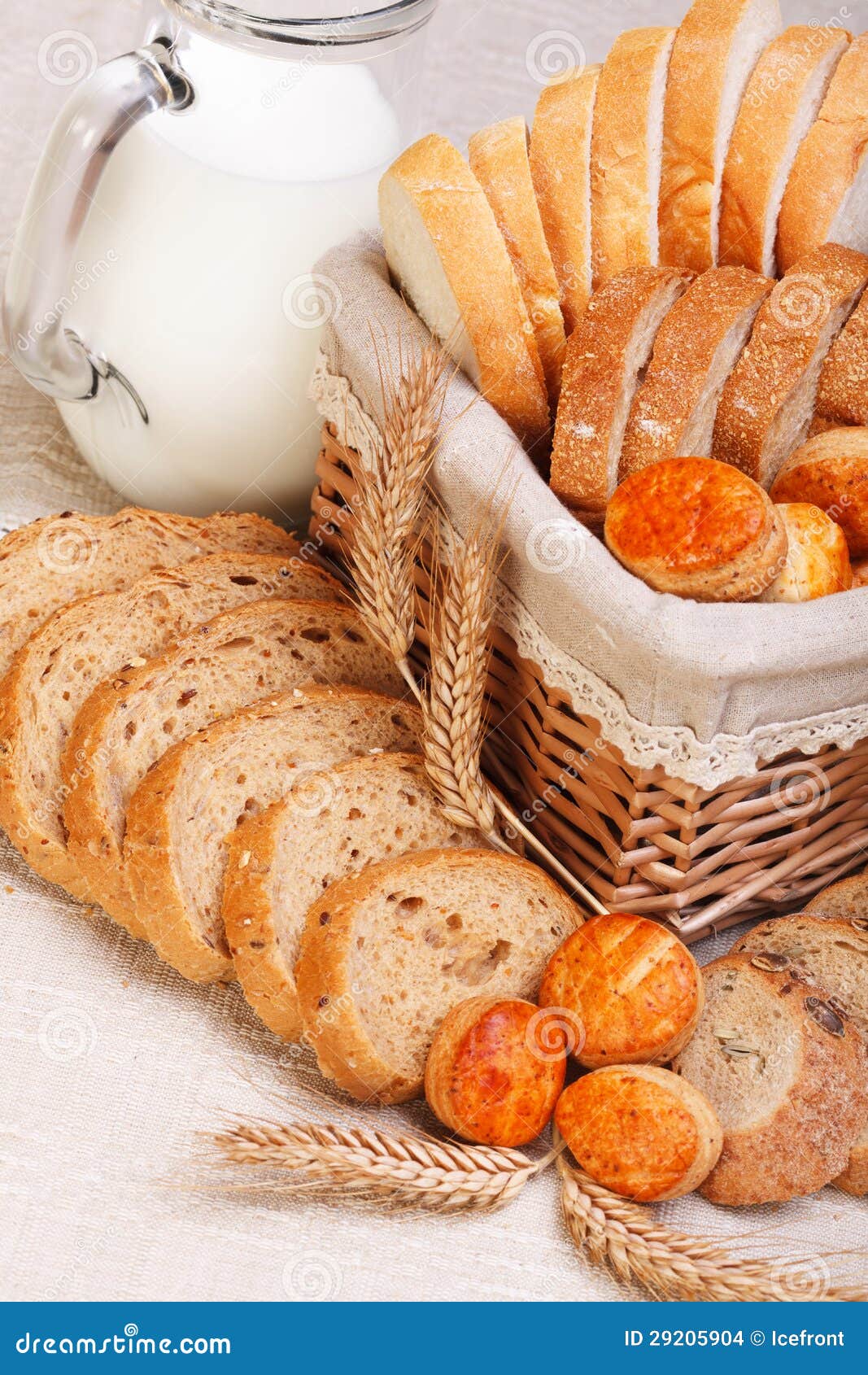 Assorted Sliced Bakery Products Stock Photo - Image of seed, basket ...