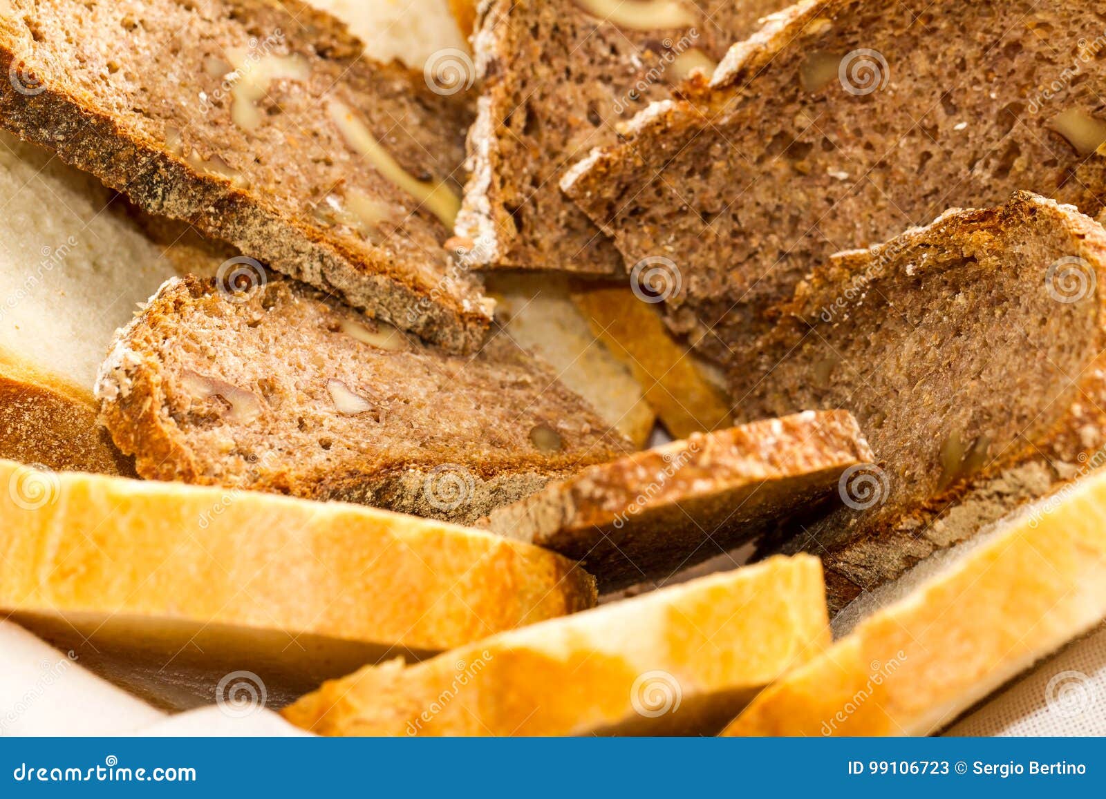 Assorted Sliced Bread in a Basket Stock Image - Image of closeup ...