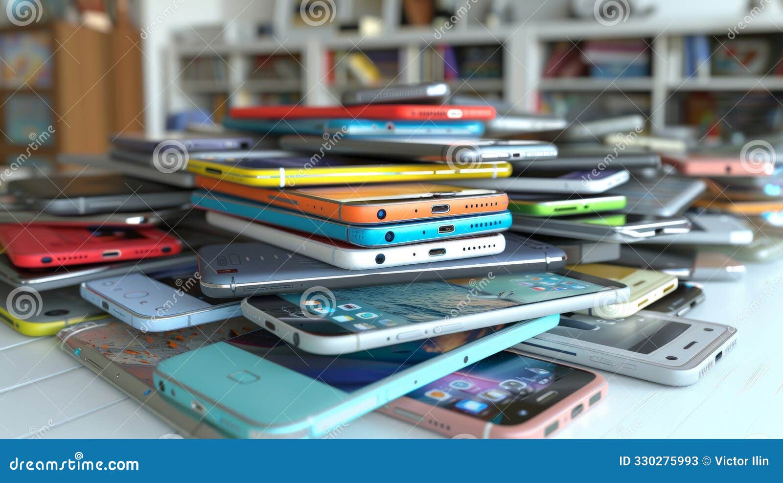 Assorted Smartphone Pile Technology and Marketing Concept with Various ...