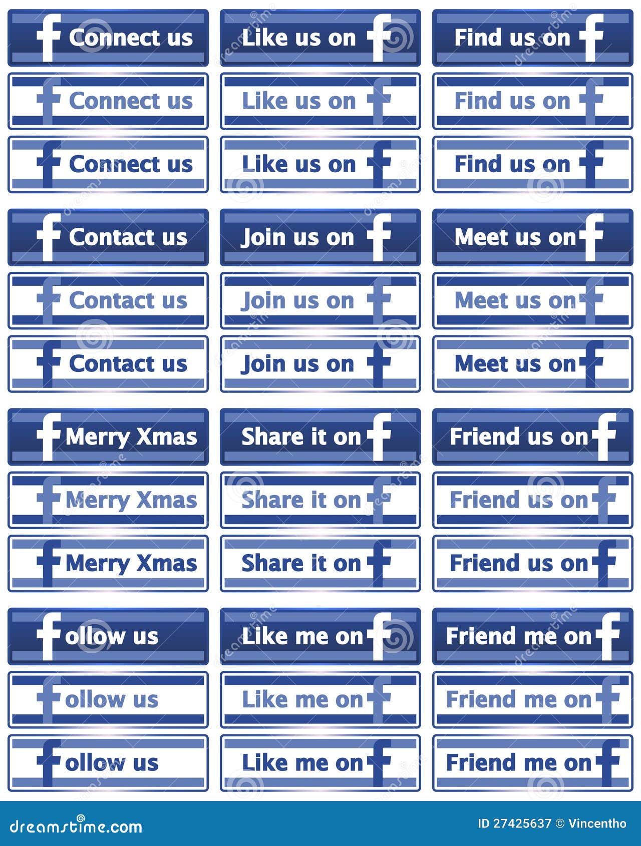 Facebook Buttons Design. Social Media, Network Interface Template ...