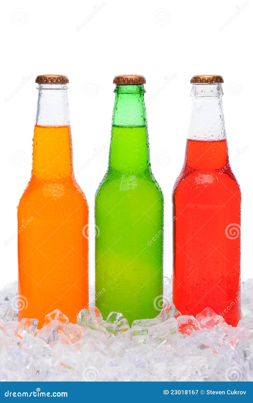 Assorted Soda Bottles Standing in Ice Stock Image - Image of vertical ...