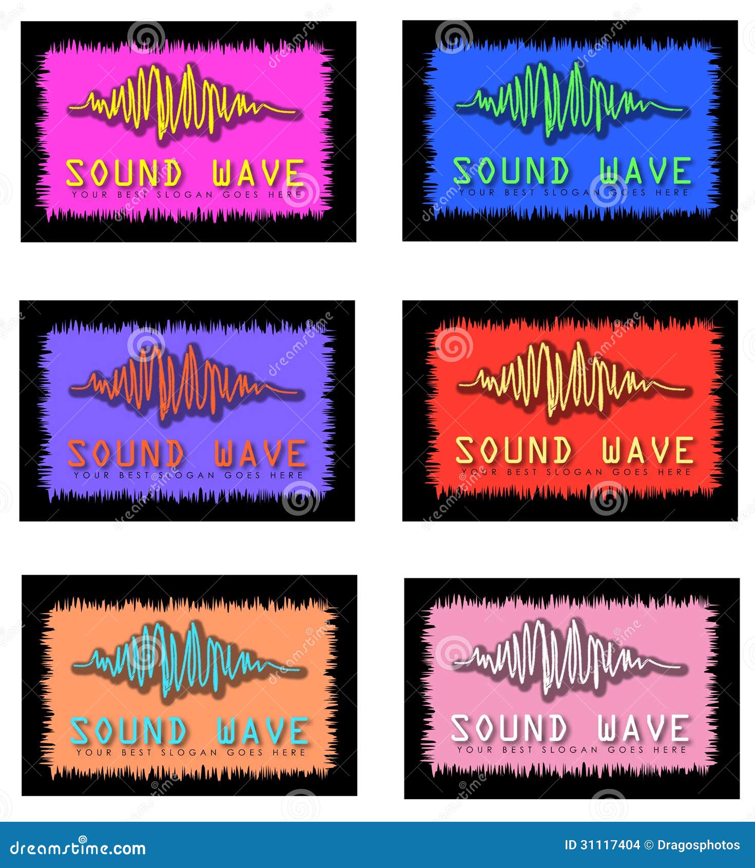 Assorted Sound Wave Logo Designs Stock Illustration - Illustration of ...