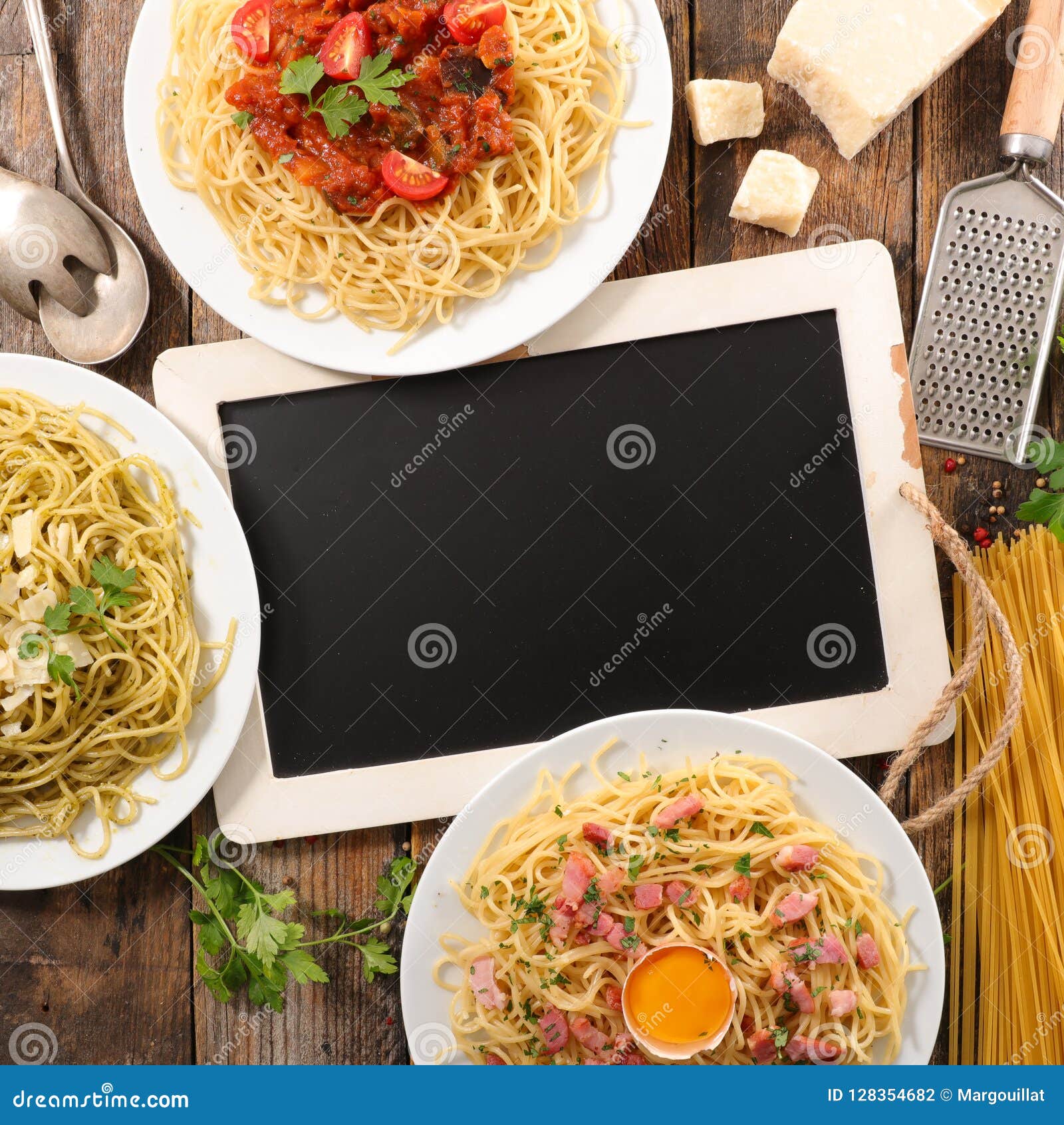 Assorted spaghetti meal stock photo. Image of spaghetti - 128354682
