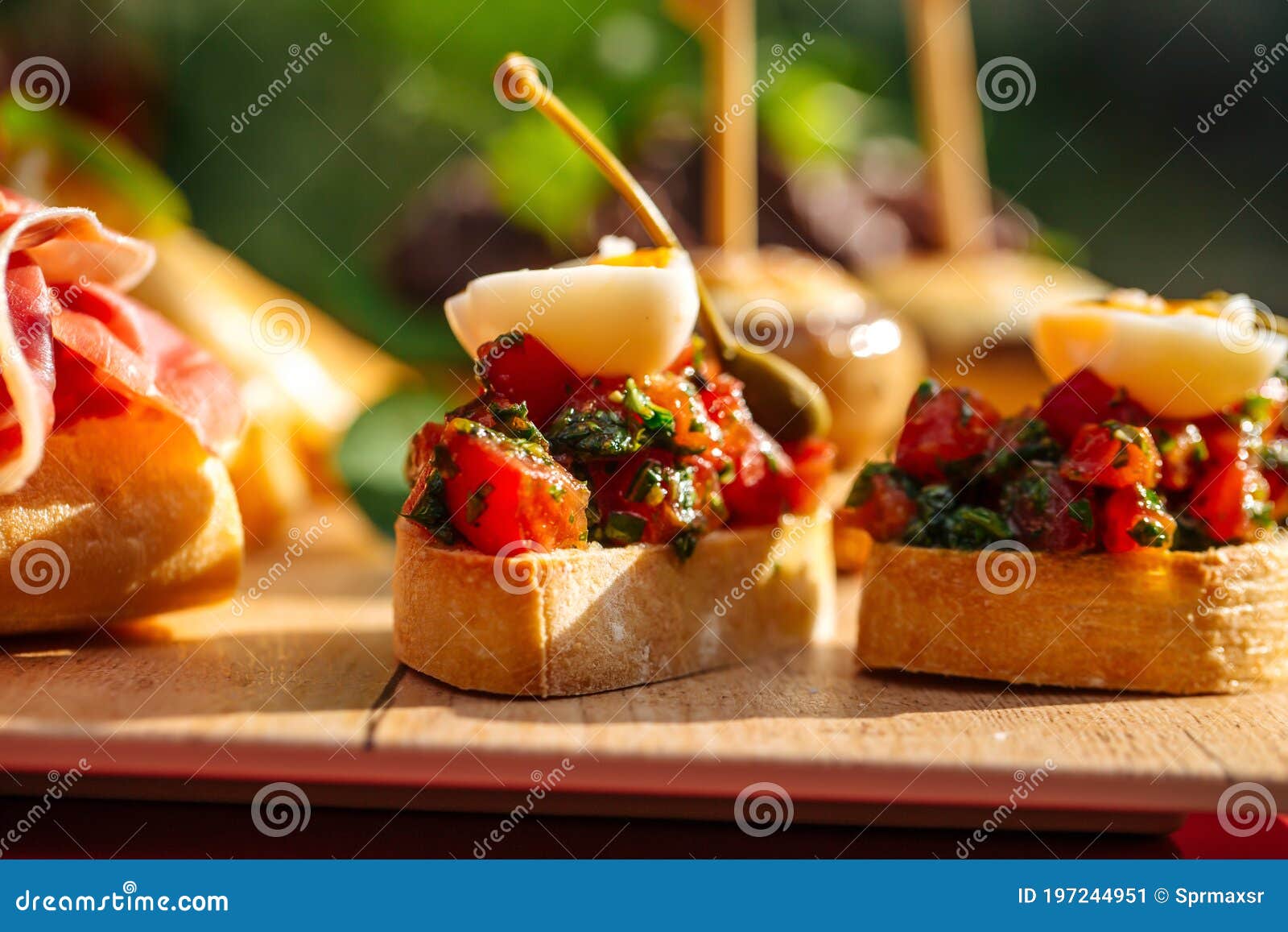 Assorted Spanish Tapas with Different Toppings Stock Image - Image of ...