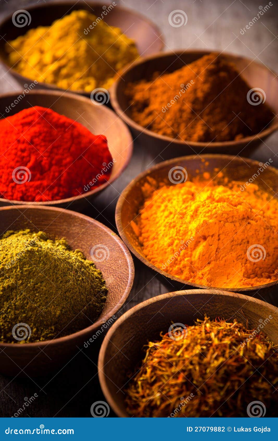 Assorted spices stock photo. Image of cuisine, brass - 27079882