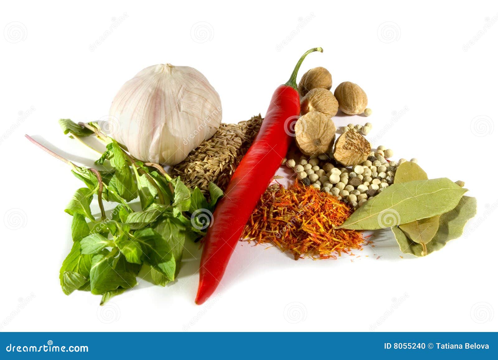 Assorted spices stock photo. Image of leaf, aromatic, ingredient - 8055240