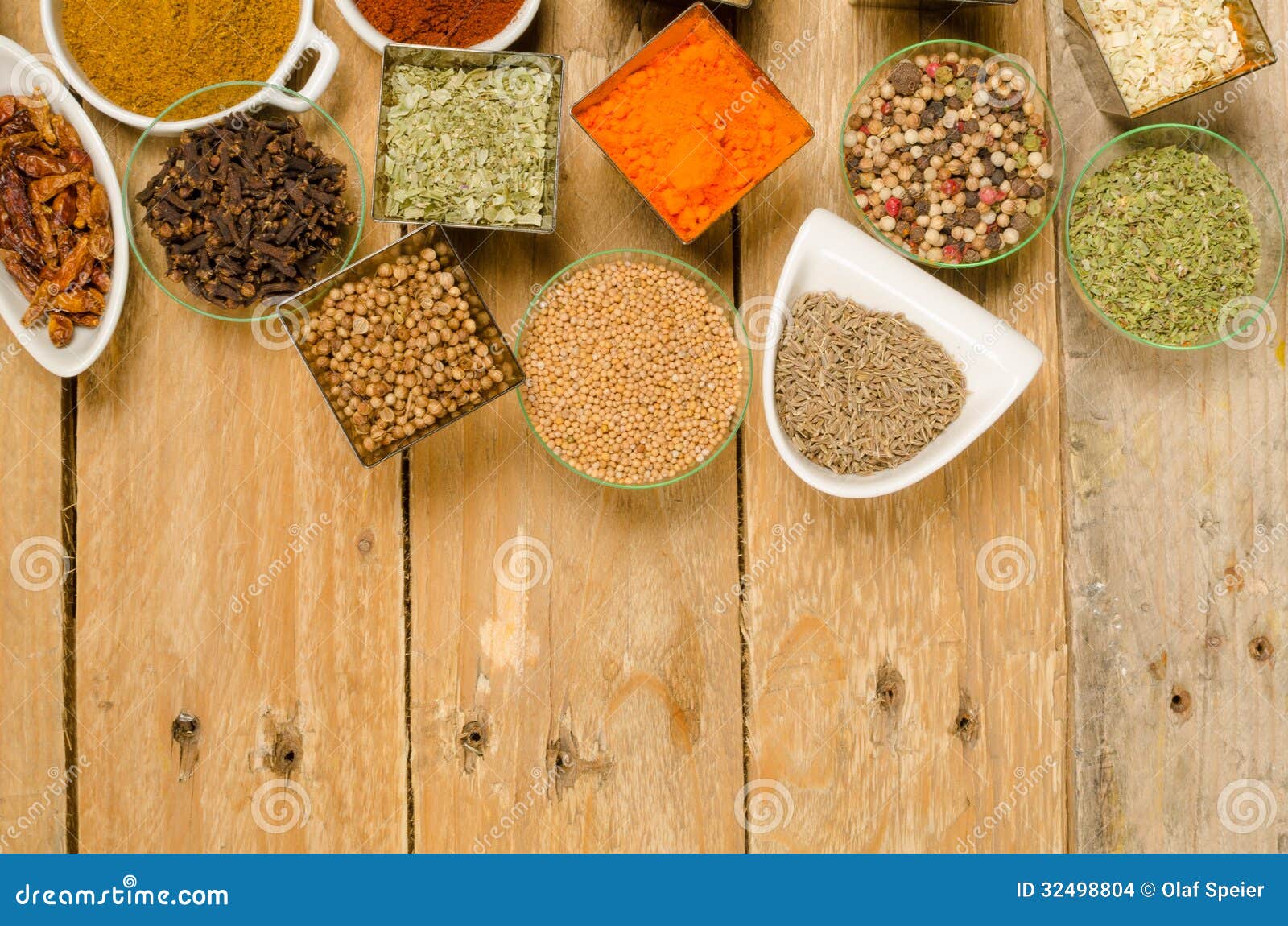 Assorted spices background stock photo. Image of arrangement - 32498804