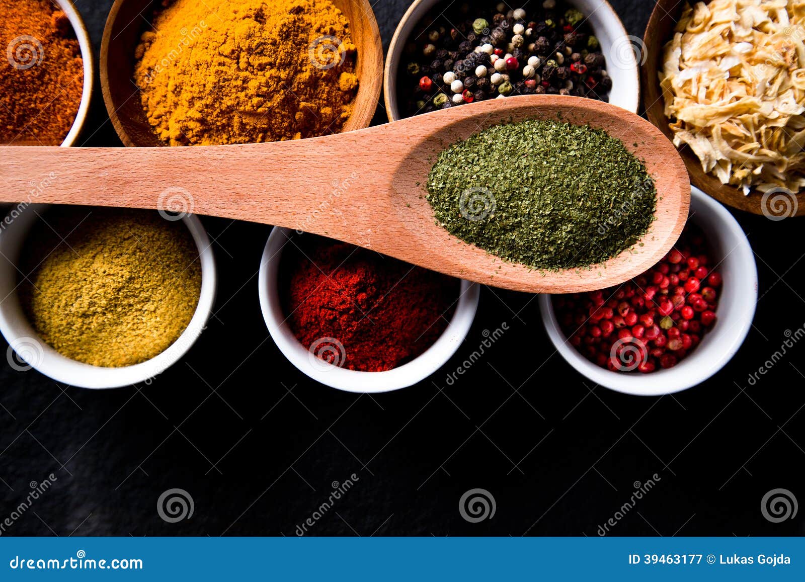 Assorted spices stock image. Image of wooden, east, pepper - 39463177
