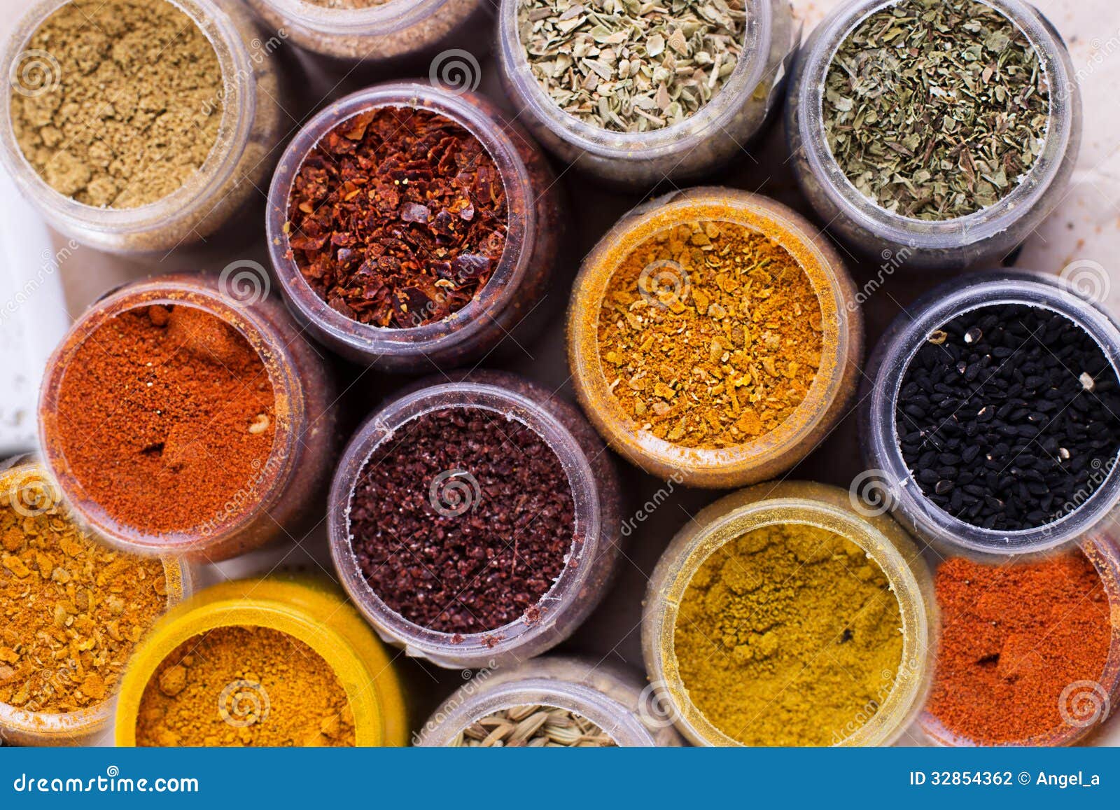 Assorted Spices in Containers Stock Photo - Image of garlic, aroma ...