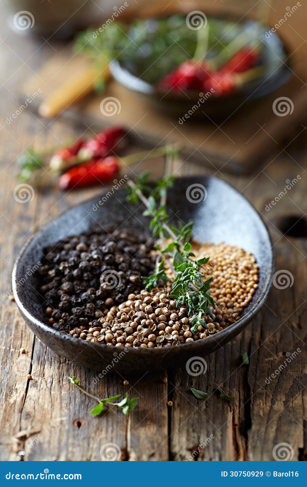 Assorted Spices On A Dark Concrete Background. Seasonings For Eating ...