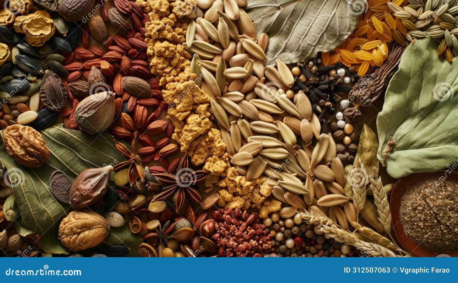 Assorted Spices and Grains on a Table Stock Image - Image of variety ...