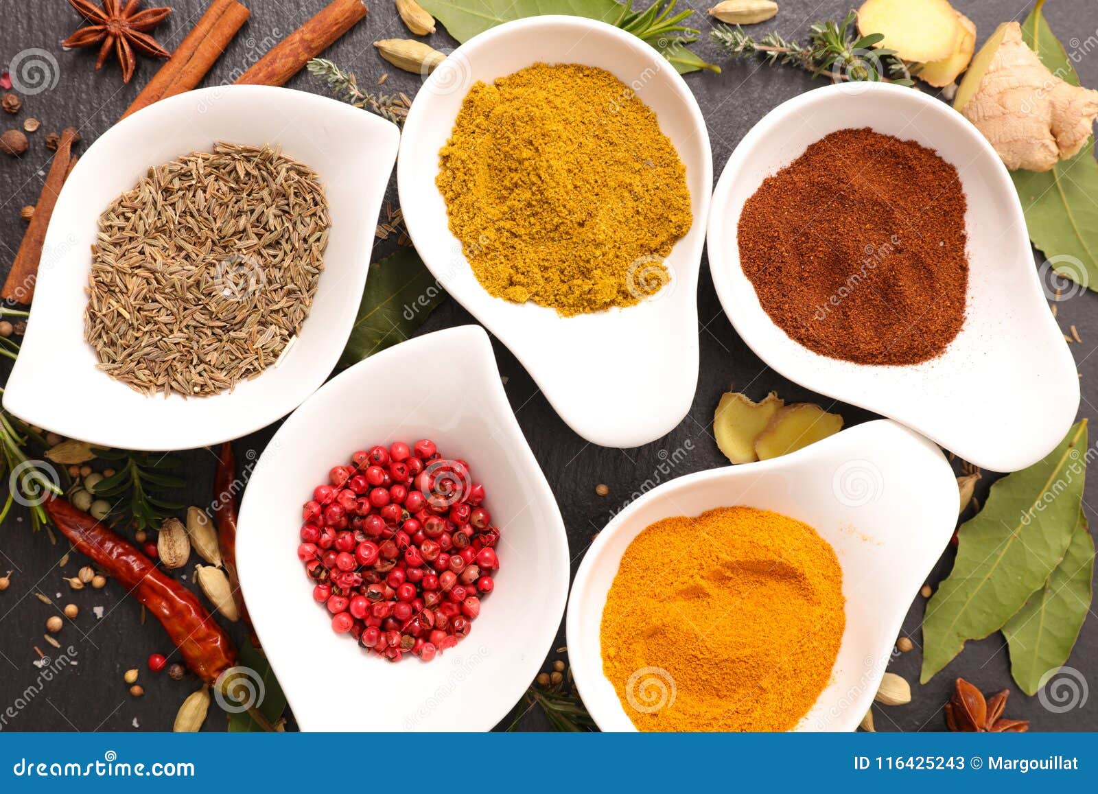 Assorted spices and herbs stock image. Image of aromatic - 116425243