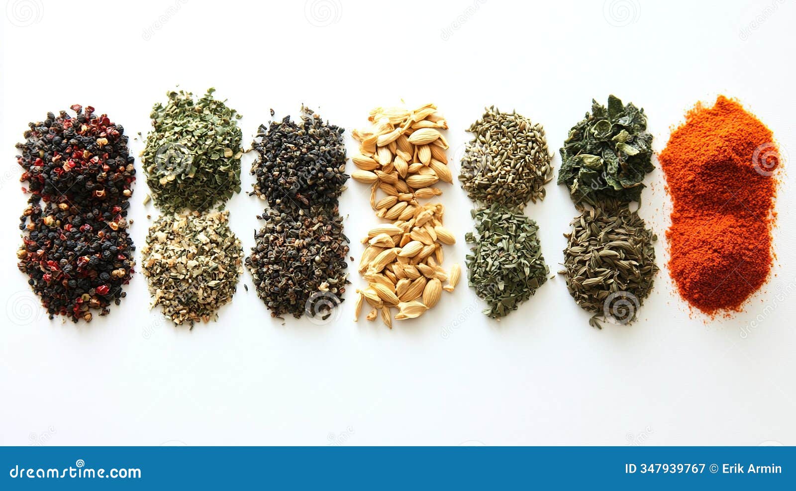 Assorted Spices In Wooden Bowls On Marble Surface Stock Image ...