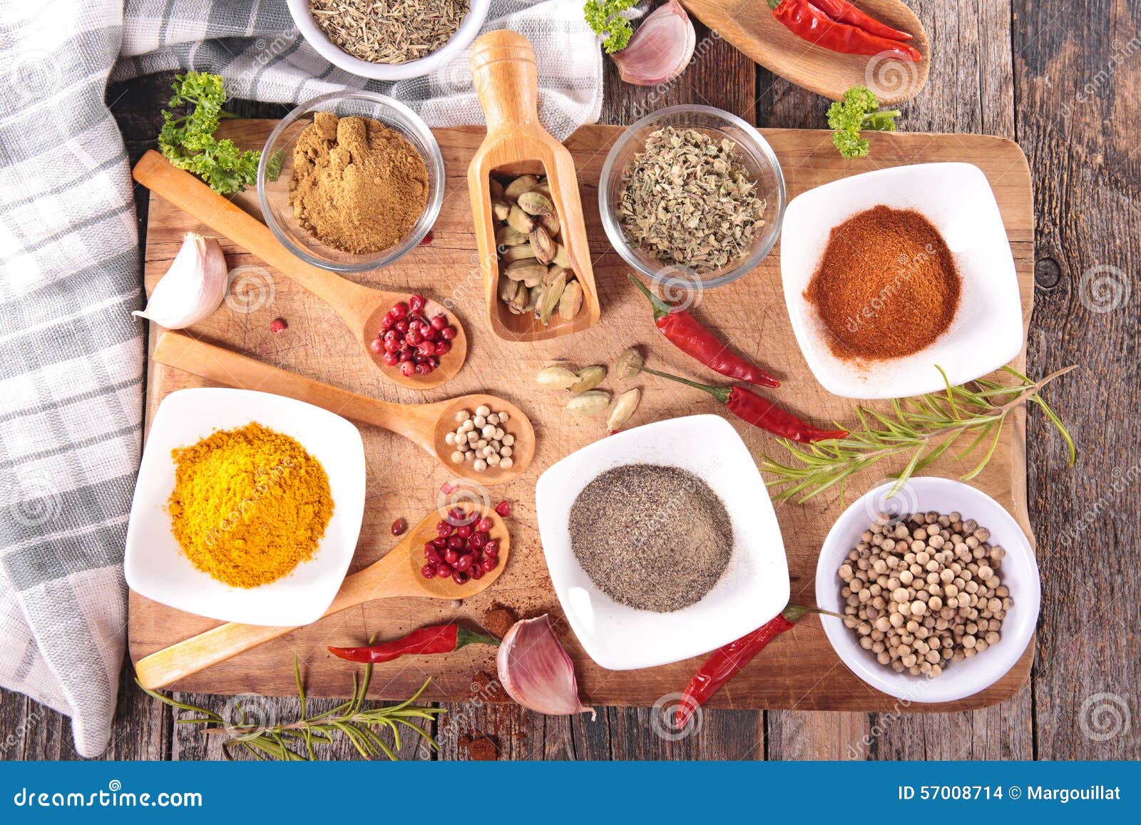 Assorted spices and herbs stock photo. Image of collection - 57008714