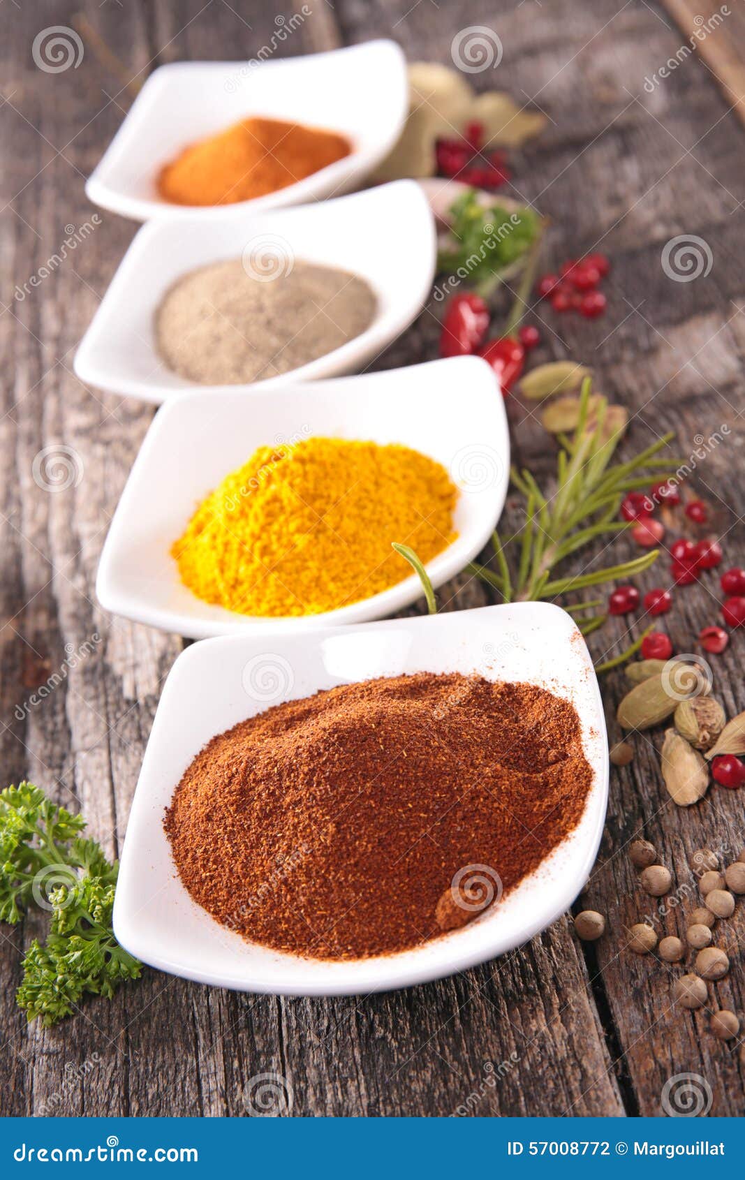 Assorted Spices On A Dark Concrete Background. Seasonings For Eating ...