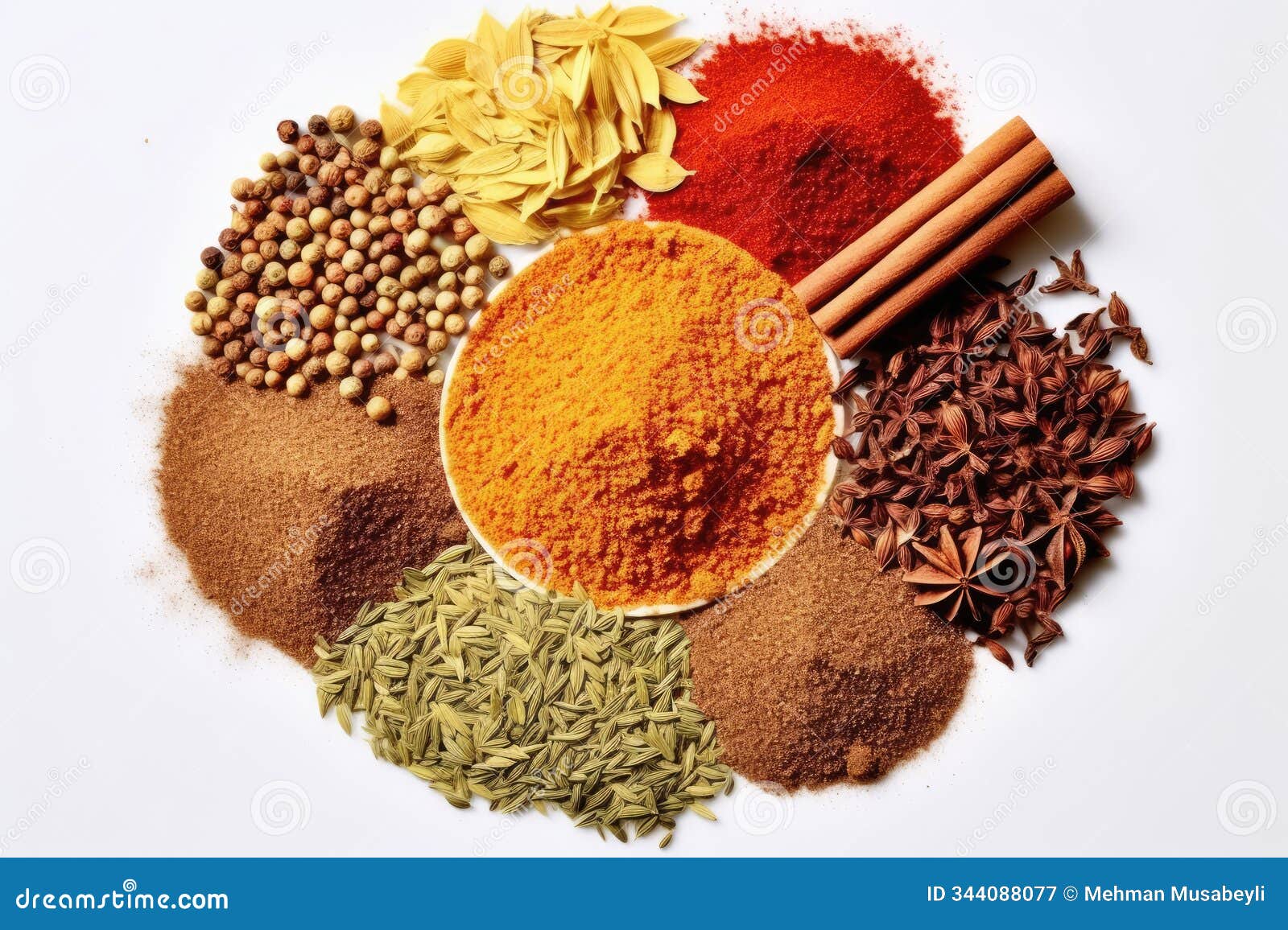 Assorted Spices In Bowls. Spice Background On Table Stock Photography ...