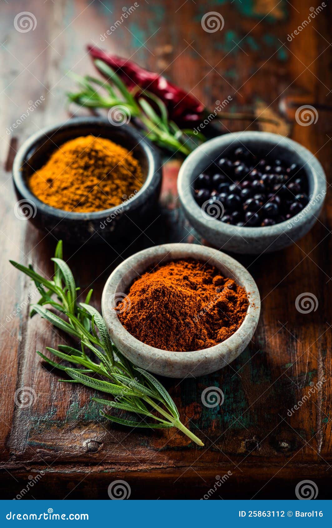 Assorted Spices in Small Containers Stock Photo - Image of berries ...