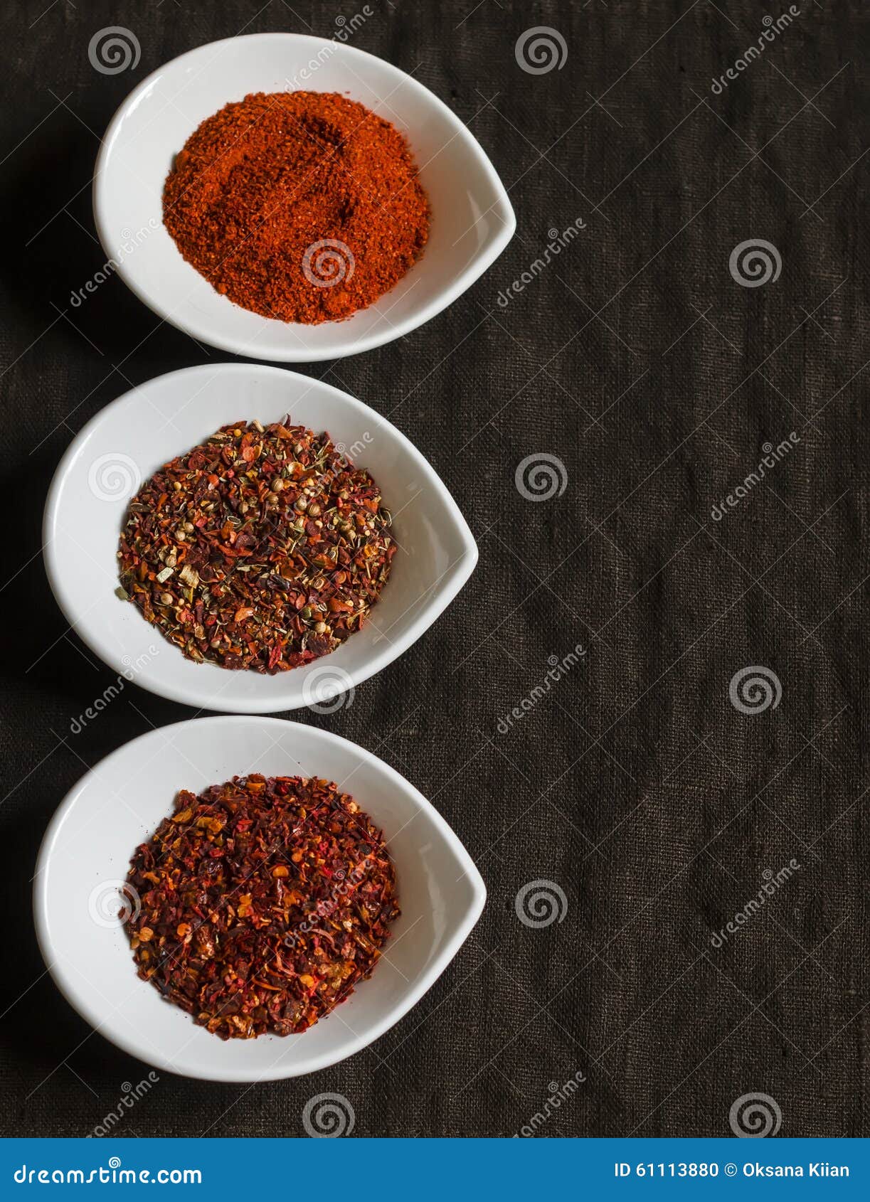 Assorted Spices in White Bowls Stock Photo - Image of colors, dill ...