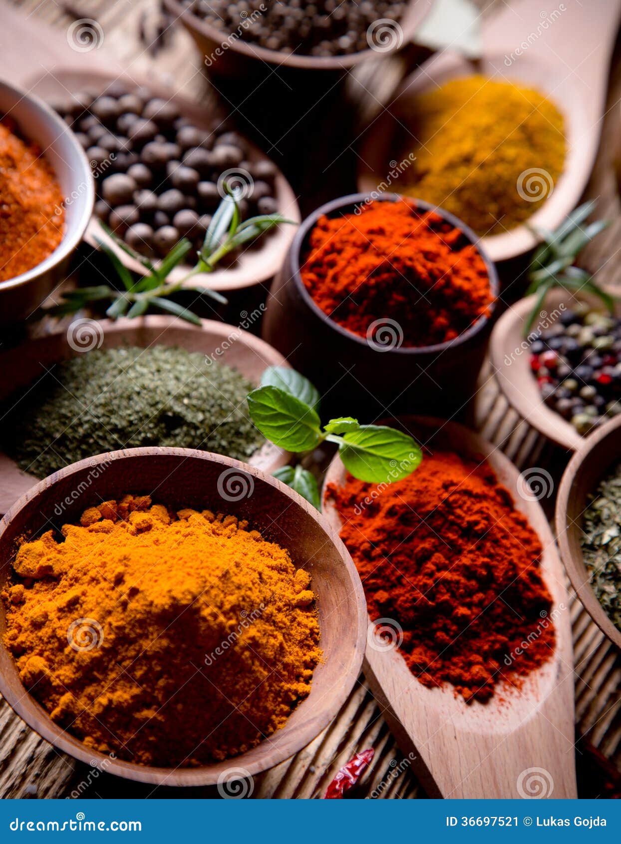 Assorted spices stock image. Image of badian, powder - 36697521